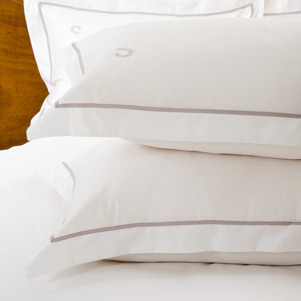 Σετ Παπλωματοθήκη Υπέρδιπλη Hotel Line Oxford White-Grey 3τμχ. 240x220 ...